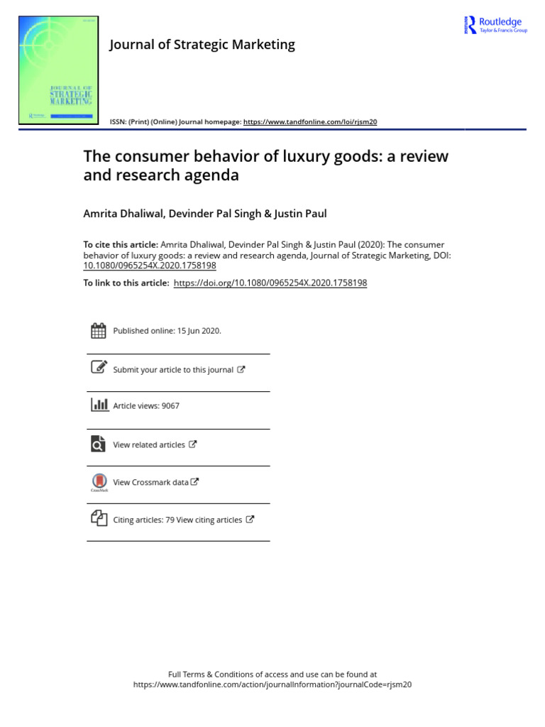 The Consumer Behavior of Luxury Goods A Review and Research Agenda ...