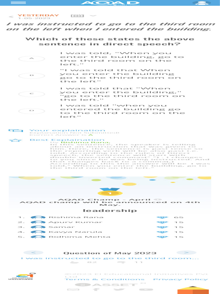 AQAD - ASSET Question A Day 3 | PDF