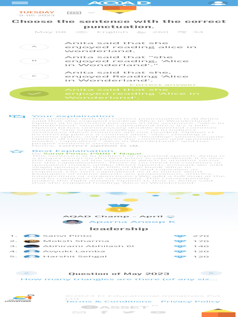 AQAD Class 3 English Punctuation Guide | PDF | Comma | Quotation Mark