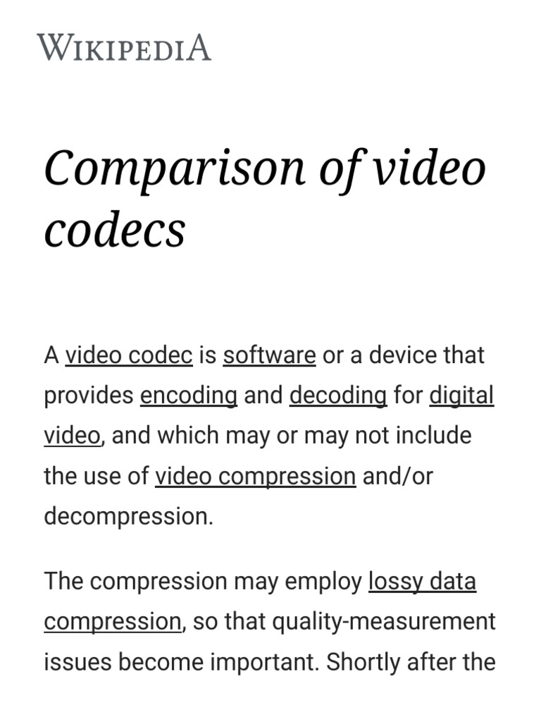 Video Codec Comparison Guide | PDF | Codec | Data Compression