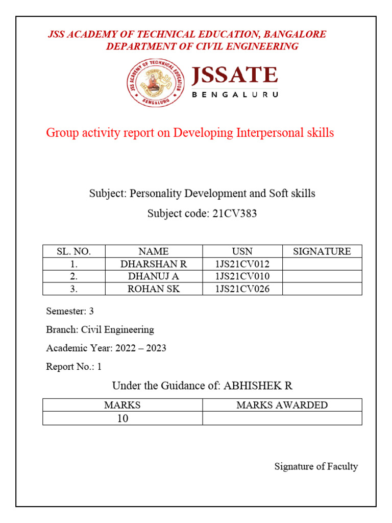 Group Activity Report On Developing Interpersonal Skills | PDF | Interpersonal Communication ...