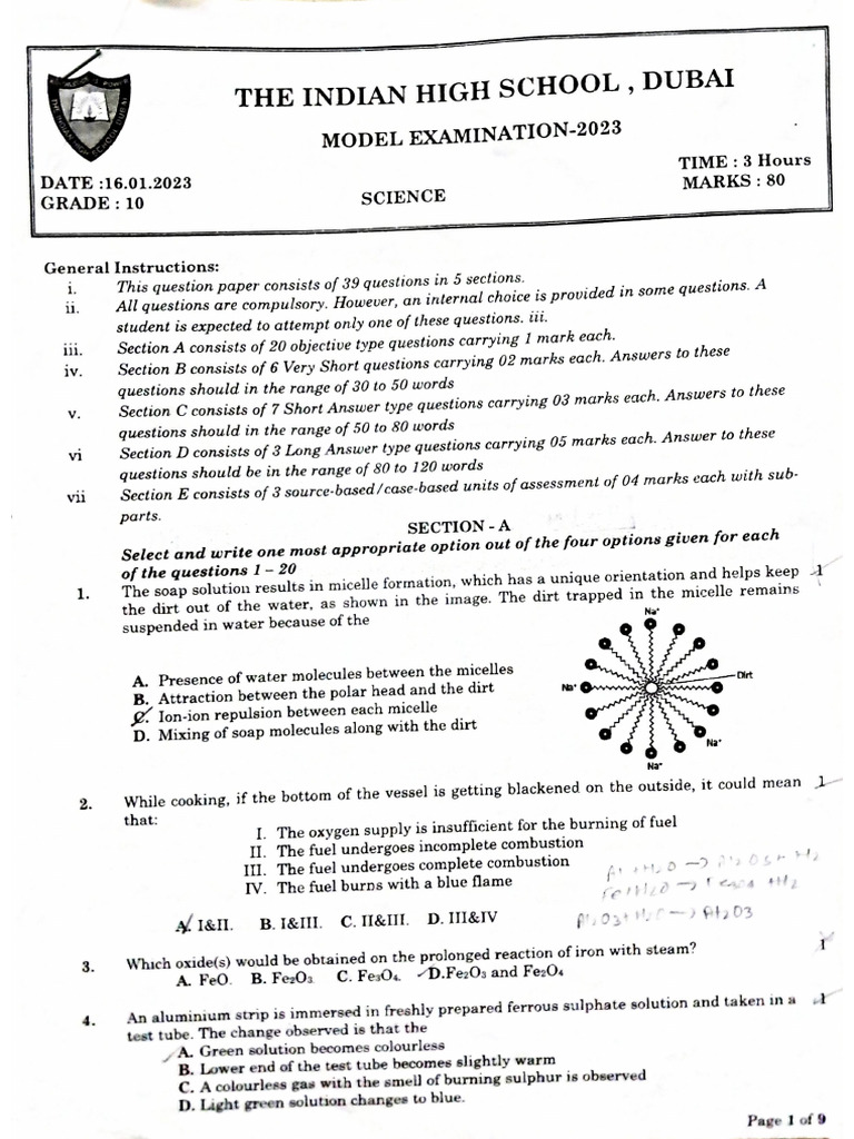 Model Exam Science 2023 | PDF