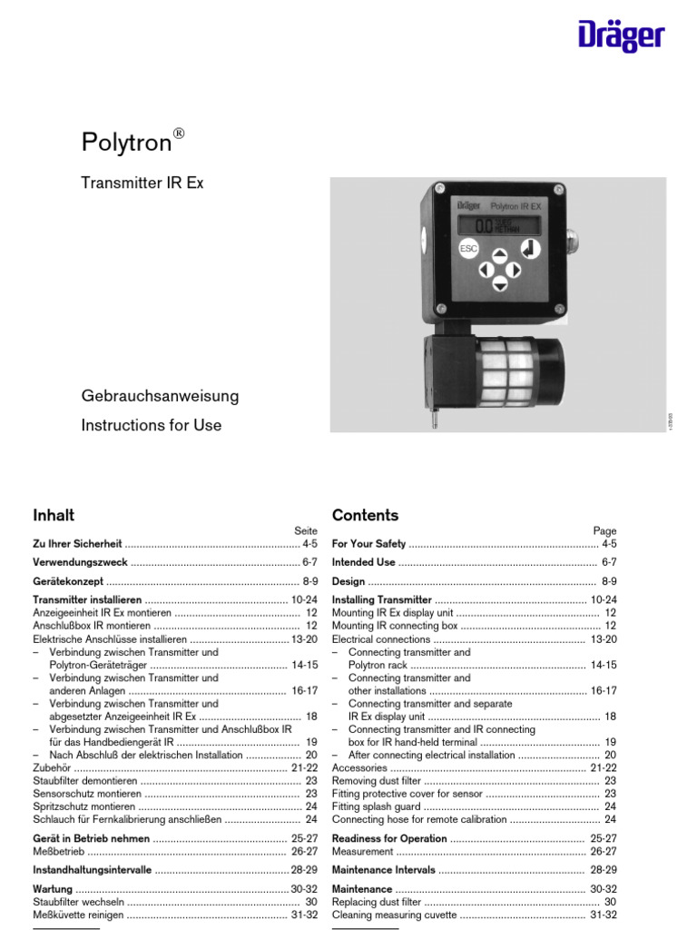 Drager Polytron IR Ex Manual (AT101 - Methane Analyzer) | PDF
