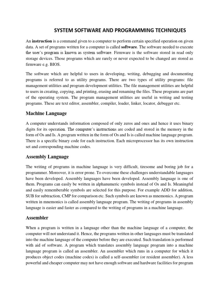 System Software and Programming Techniques 1 | PDF | Computer Program ...