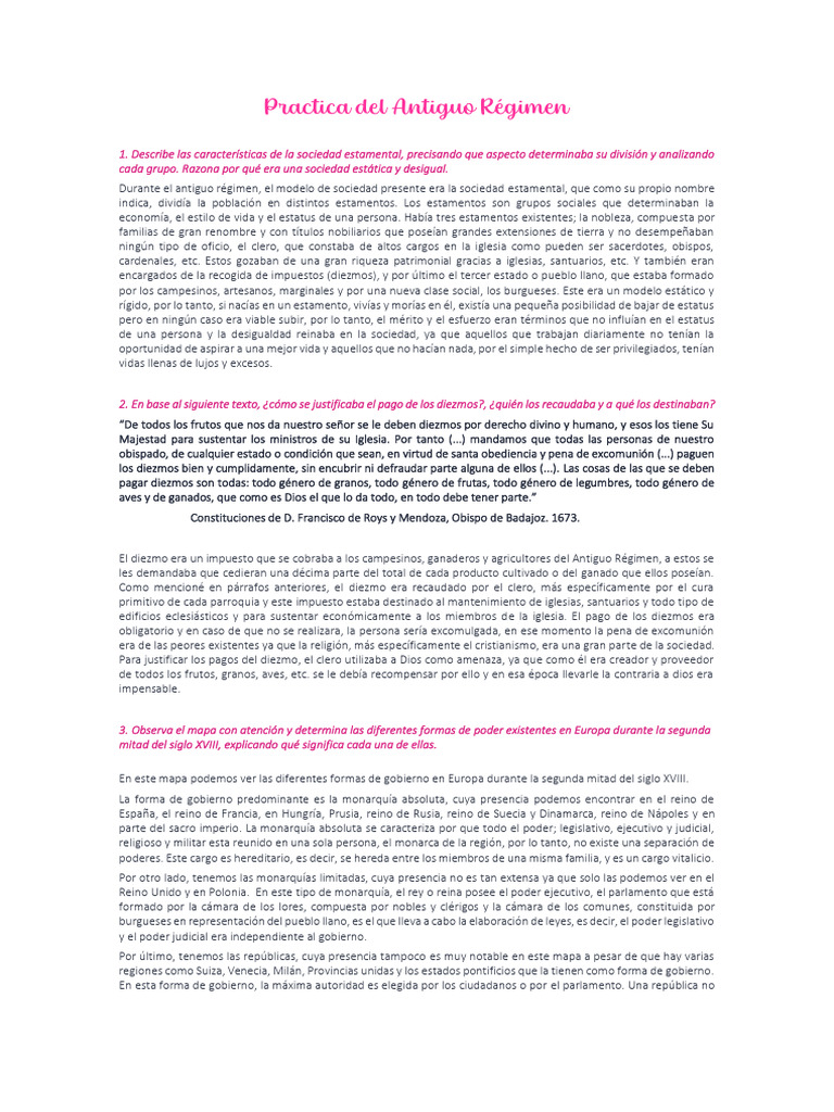 Características del Antiguo Régimen en Europa | PDF | Monarquía | Gobierno