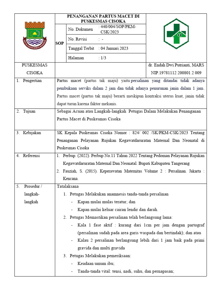 Sop Partus Lama | PDF