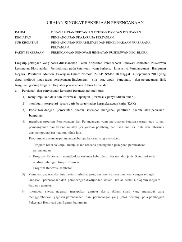 Uraian Singkat Pekerjaan Jembatan Puskeswan | PDF | Teknologi & Rekayasa