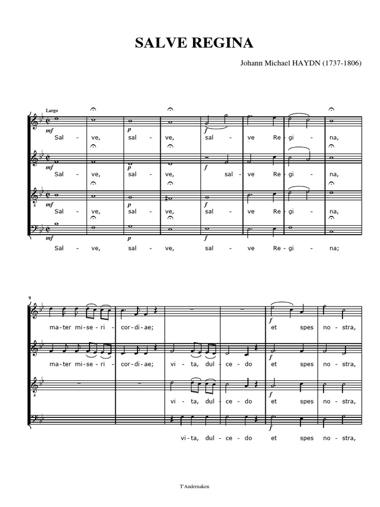M. HAYDN - MORLACCHI - Salve Regina | PDF