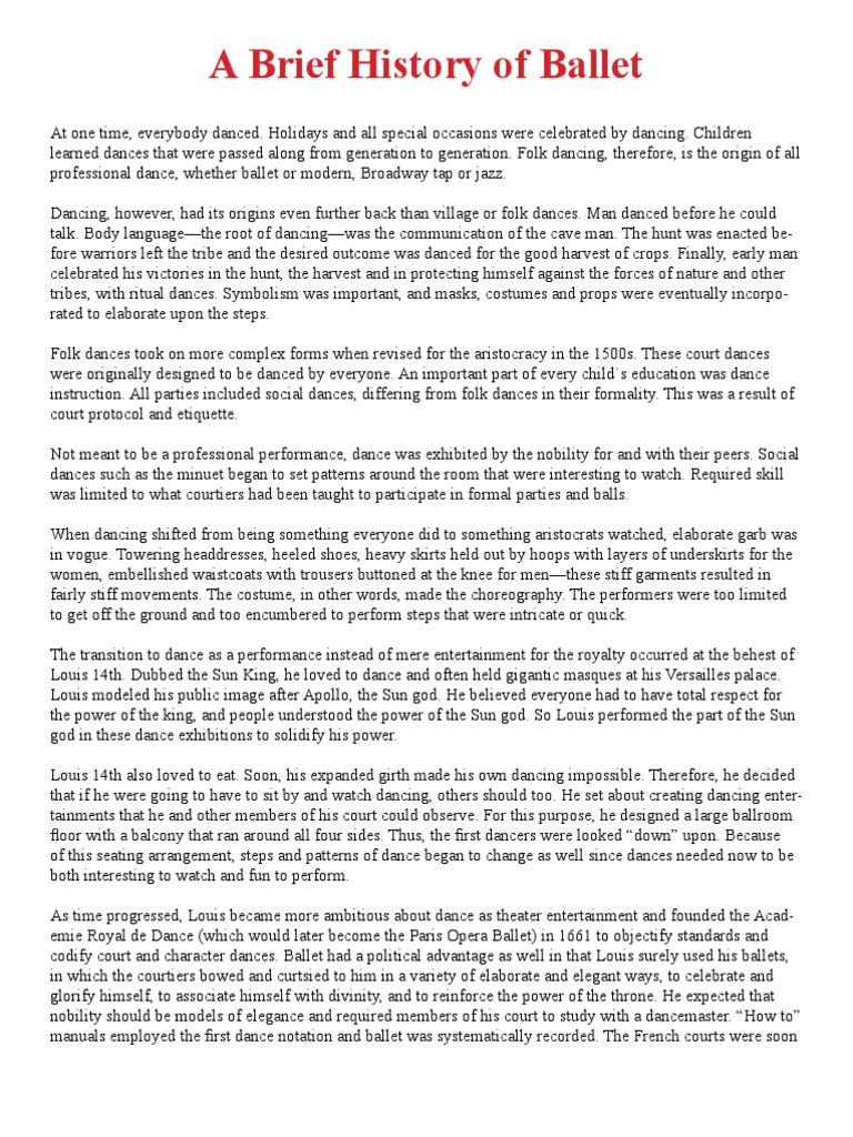 The Evolution of Ballet: From Ritual Dances to the Technique and ...