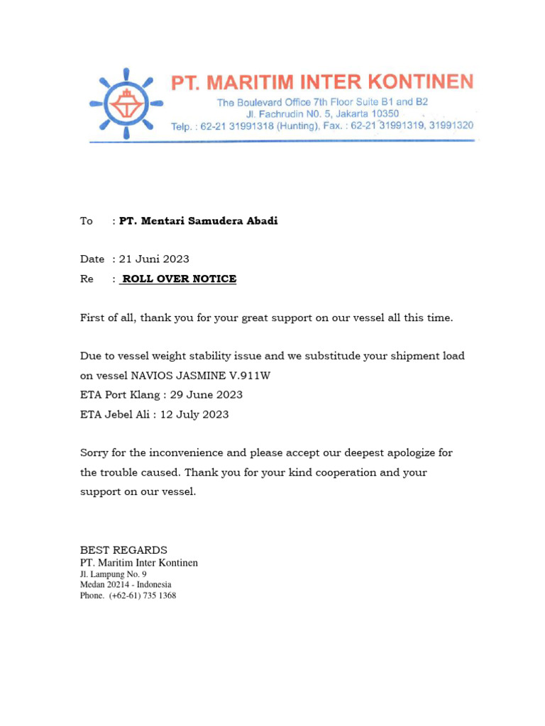 Roll Over Notice Unifeeder | PDF