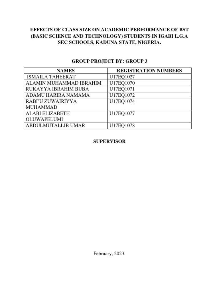 Effects Of Class Size On Academic Performance Of Bst Pdf Teachers