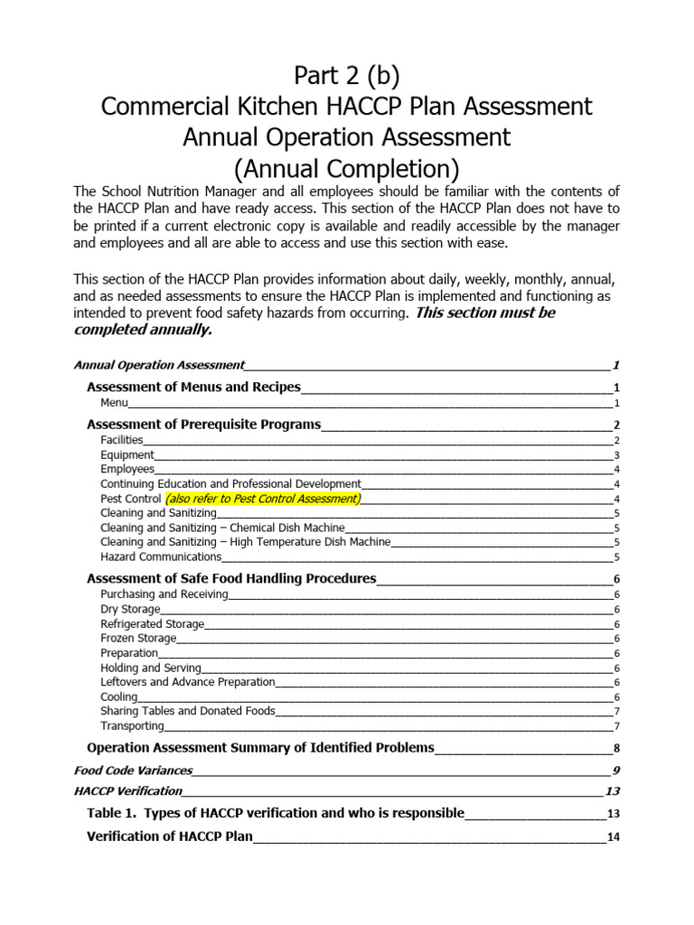 Part 2b - HACCP Plan Assessment - Commercial Annual Completion_2023 ...