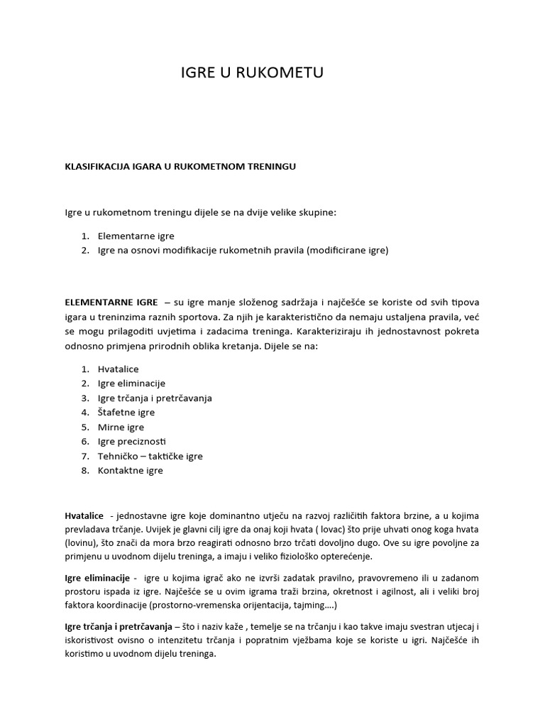 Igre U Rukometu | PDF