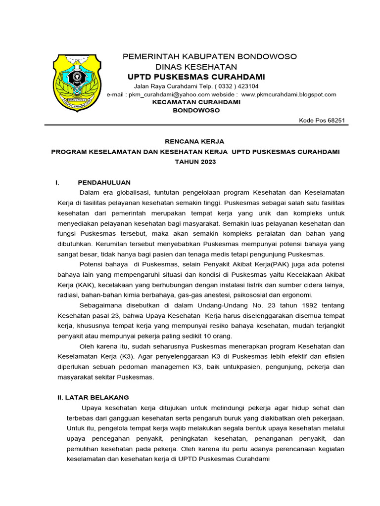 Rencana Kerja Tahunan Kap K3 Pdf