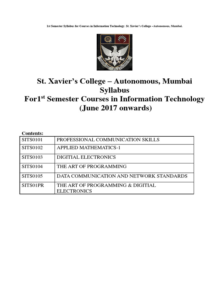 IT Syllabus: St. Xavier's College | PDF | Derivative | Computer Network