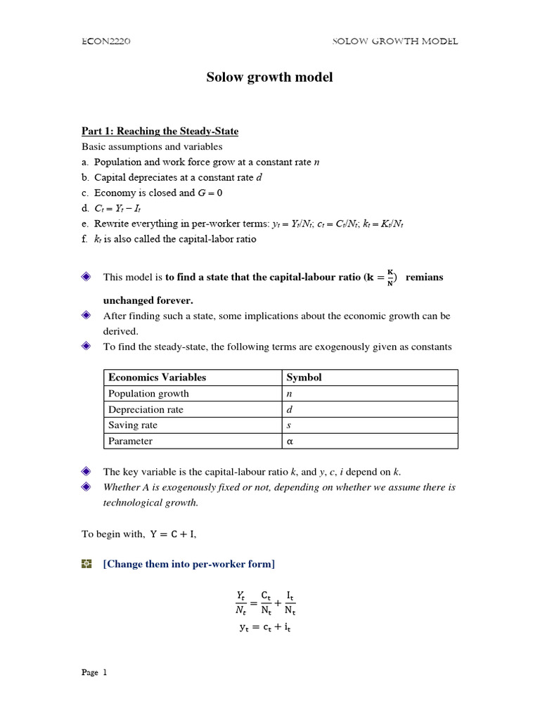Solow Growth Model (Tutorial Handout) | PDF | Economic Growth ...