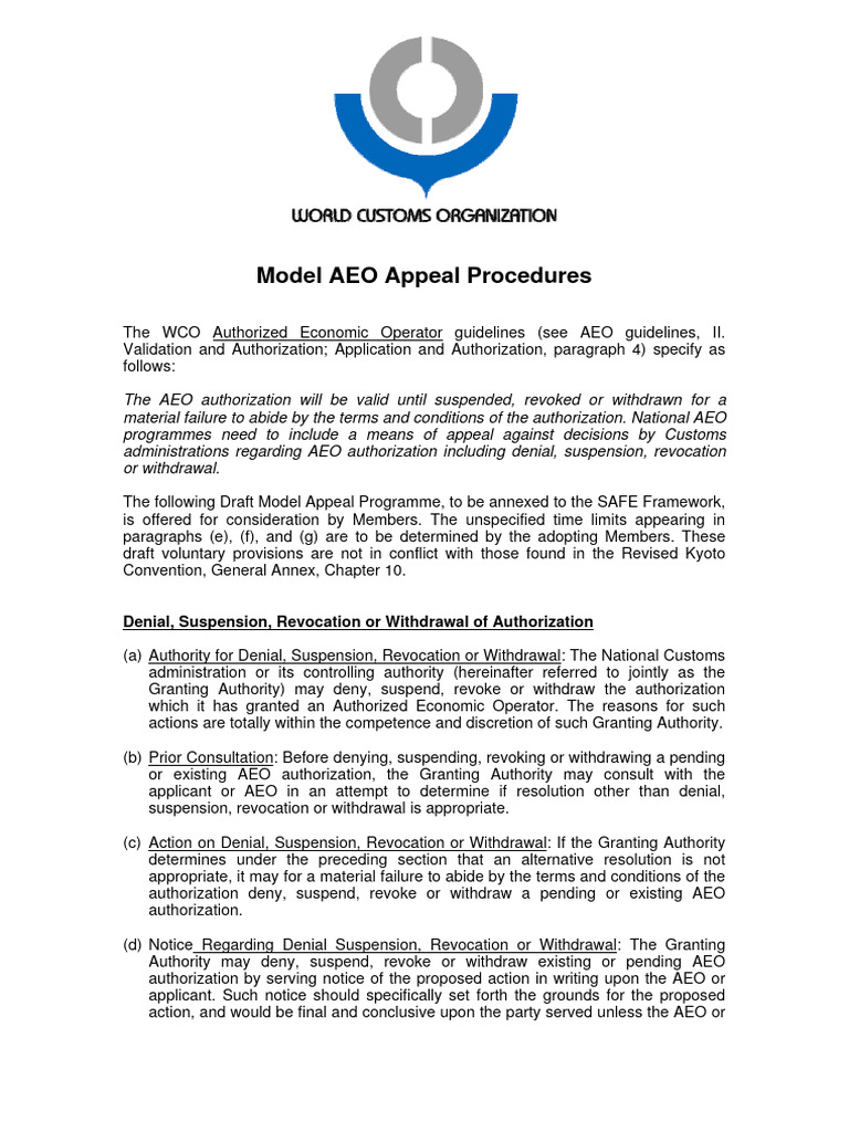 AEO Appeal Process Guidelines | PDF | Common Law | Judiciaries