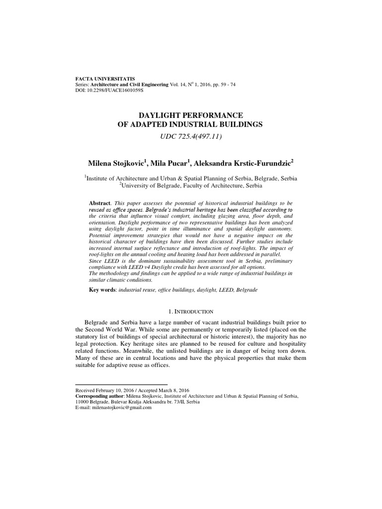 Daylight Performance of Adapted Industri | PDF | Lighting | Window