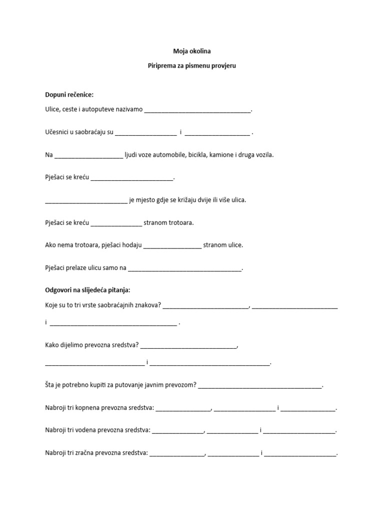 Moja Okolina Saobraćaj | PDF