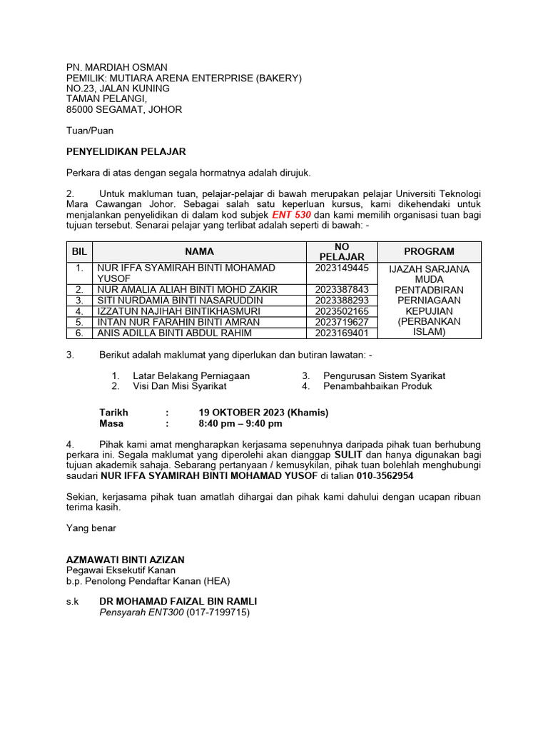 Borang Rams-1 ADILAH | PDF