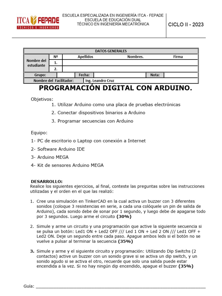 Guía 2 Arduino Básico-2 | PDF | Arduino | Ciencias de la Computación