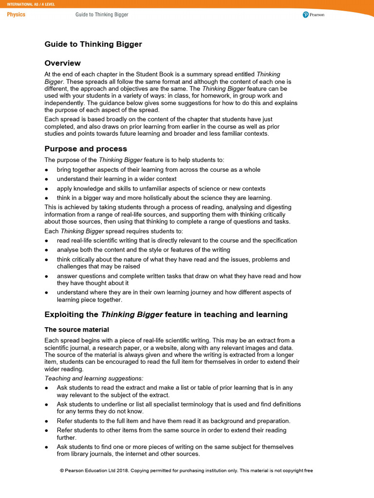 IAS - Physics - SB1 - Guide To Thinking Bigger | PDF | Thought | Learning