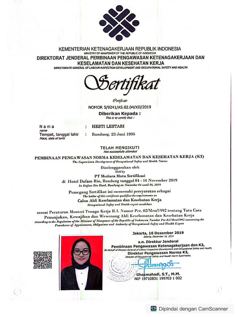 REVISI Sertfikat K3 UMUM MPM | PDF