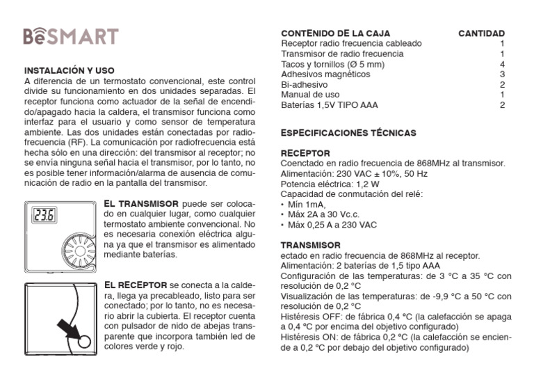 Termostato BeSmart Alpha DGT Wireless | PDF | Radio | Termostato