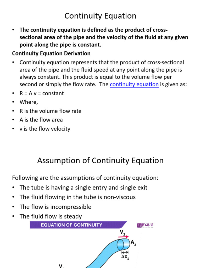 Continuity Equation PDF | PDF | Fluid Dynamics | Physical Sciences