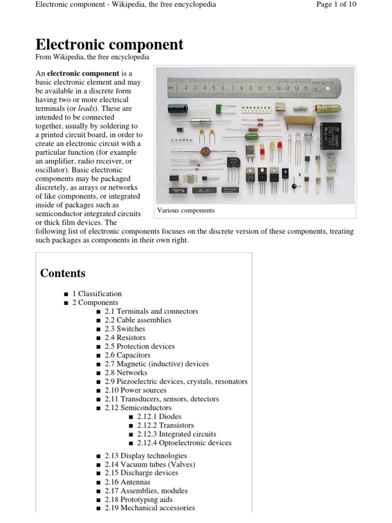 Electronic Component: From Wikipedia, The Free Encyclopedia | PDF ...