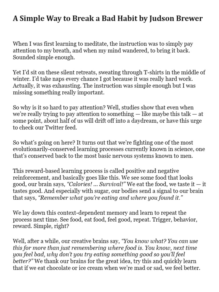 Mindfulness: A Path to Break Habits | PDF | Mindfulness | Habits