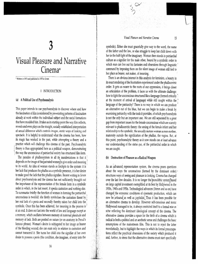 Visual Pleasure and Narrative Cinema - Mulvey | PDF