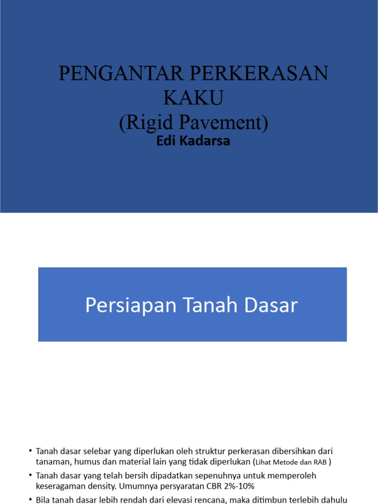METODE PELAKSANAAN PERKERASAN KAKU (Rigid Pavement) (1) | PDF