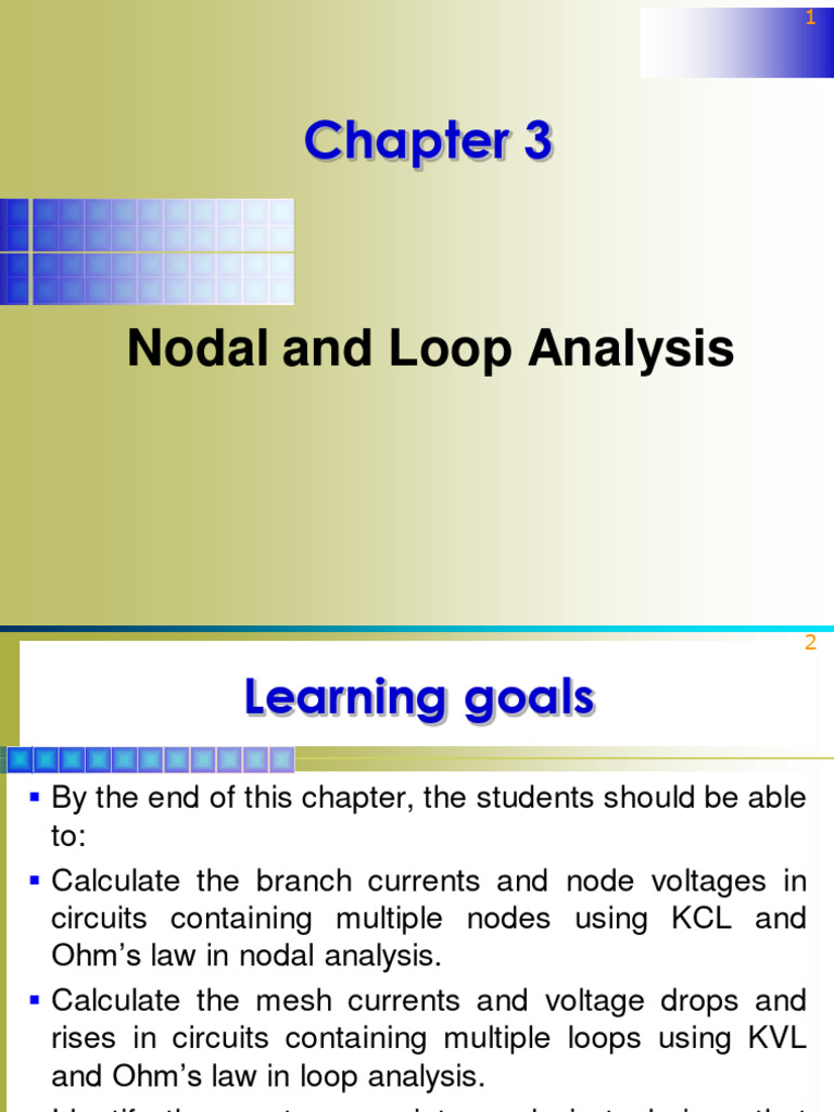 Chapter 3 - Nodal and Loop Analysis Slides Presentation | PDF | Electrical Network | Electronic ...