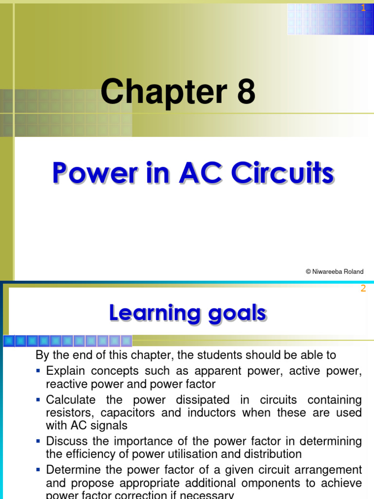 Chapter 8-Power in AC Circuits | PDF | Ac Power | Capacitor