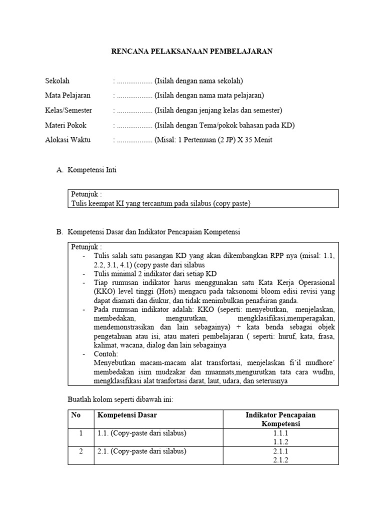 Format Penyusunan RPP | PDF | Karier & Perkembangan | Seni