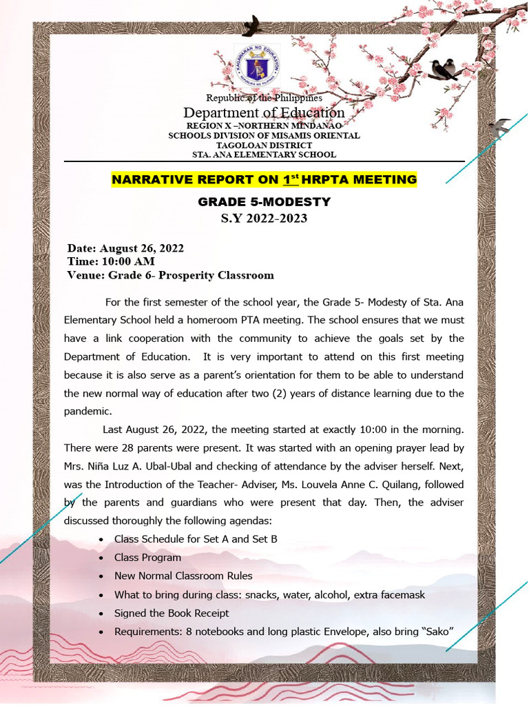Narrative Report On Hrpta | PDF