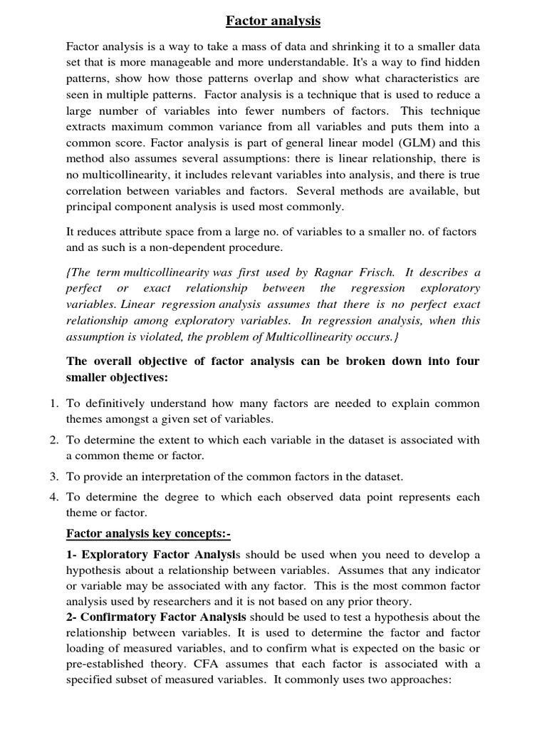 Factor Analysis Pdf Factor Analysis Multicollinearity