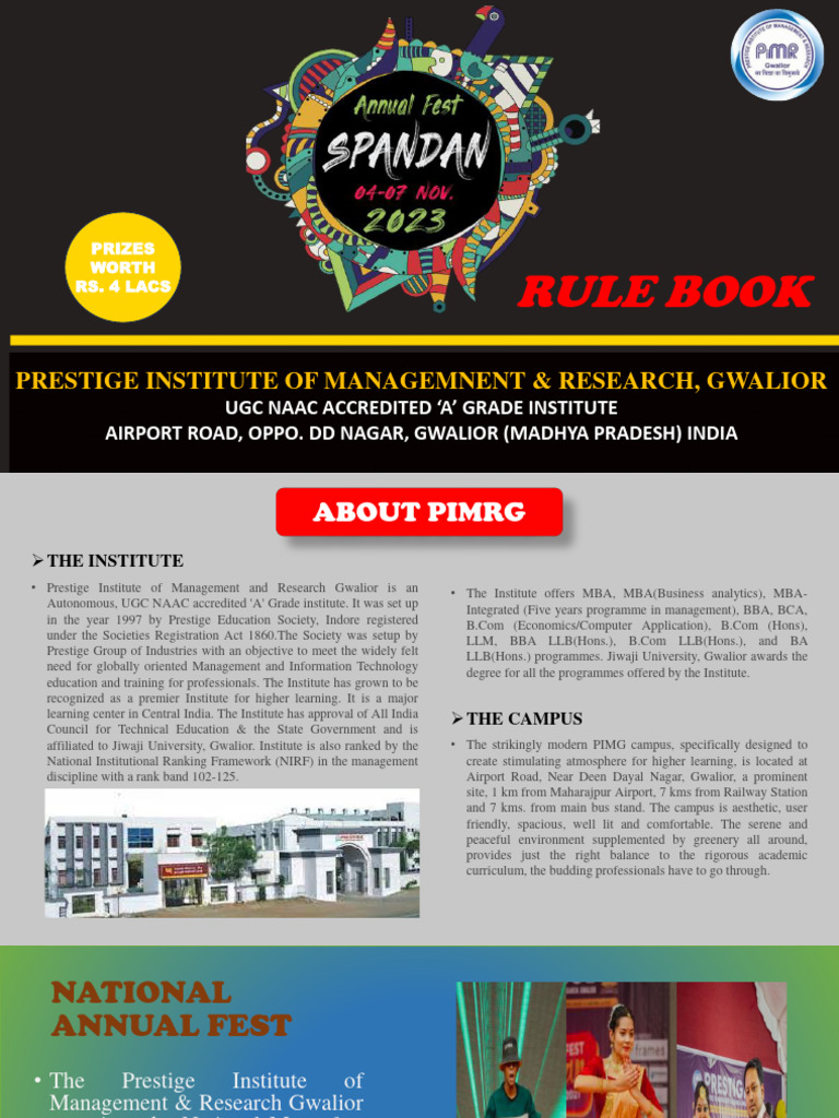 Udated Final Rule Book Spandan 2023 | PDF | Asana | Master Of Business Administration