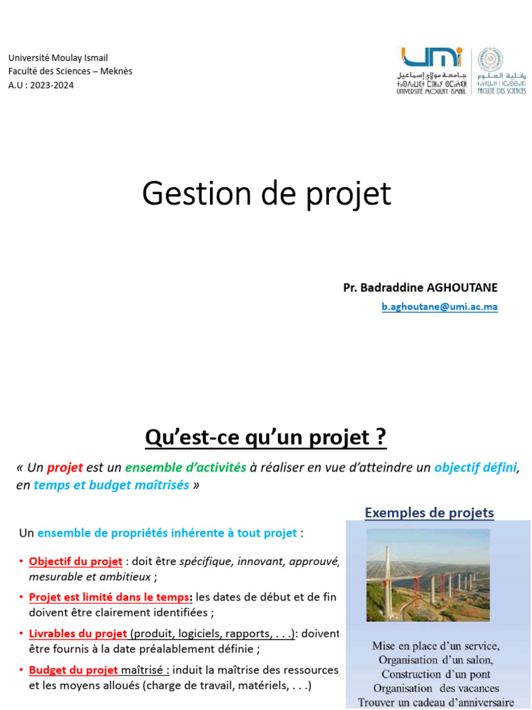 Cours Gestion de Projet | PDF | Gestion de projet | Planification