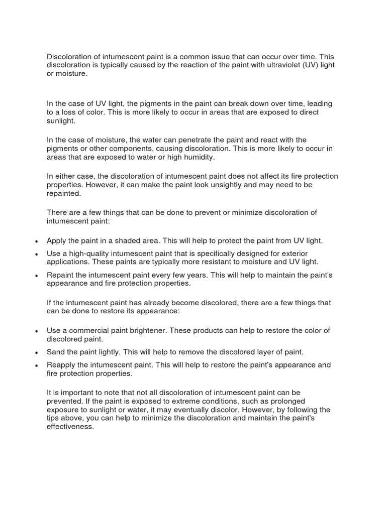 Discoloration of Intumescent Paint | PDF | Language Arts & Discipline ...