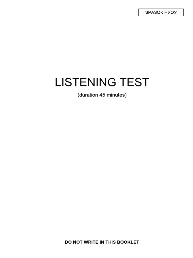 Listening Booklet | PDF