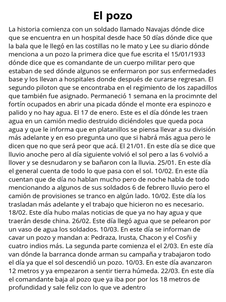 "El Pozo: Historias de Guerra y Desesperanza" | PDF