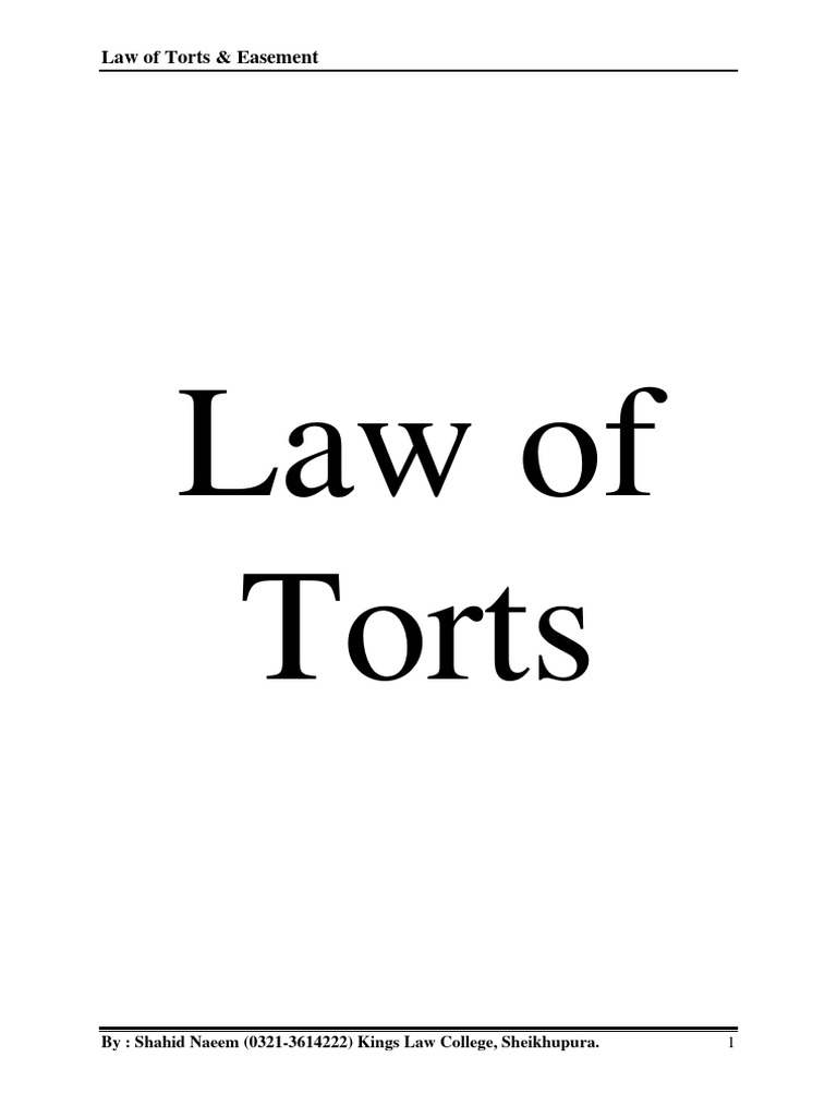 Law of Torts With | PDF | Tort | Damages