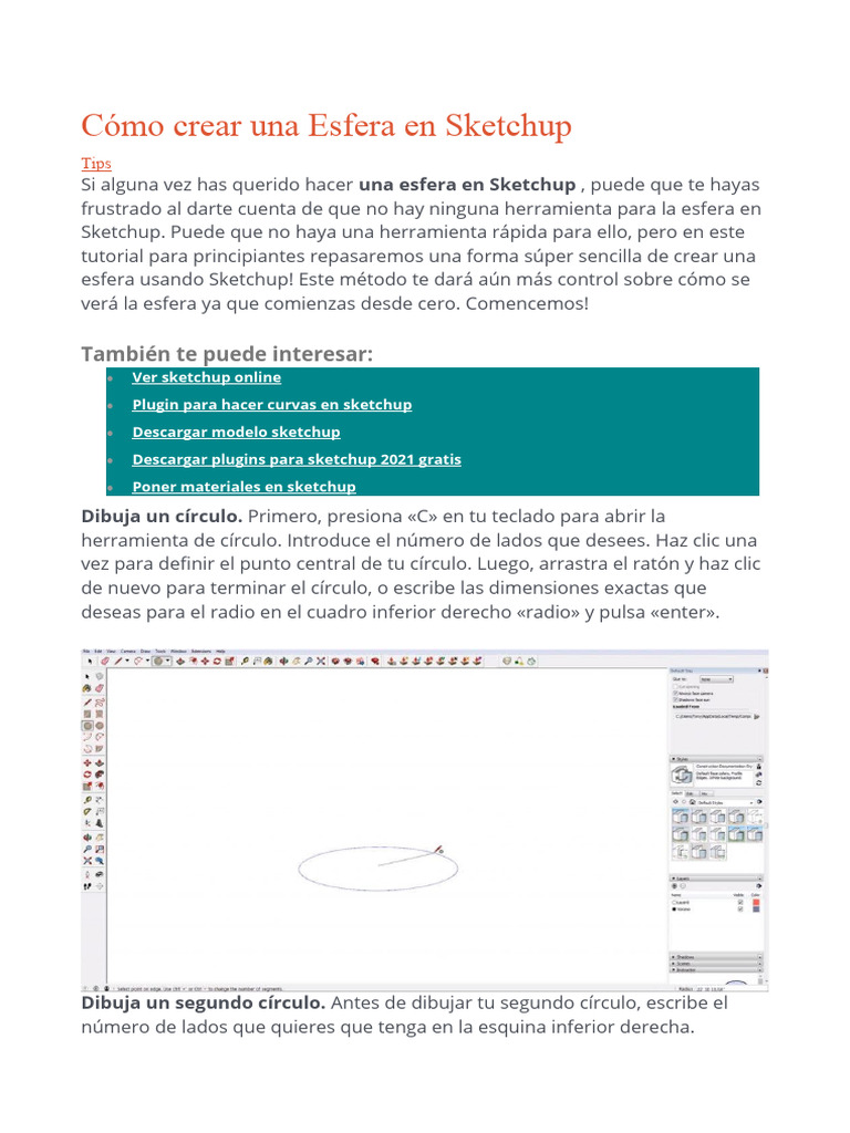 Cómo crear una Esfera en Sketchup | PDF