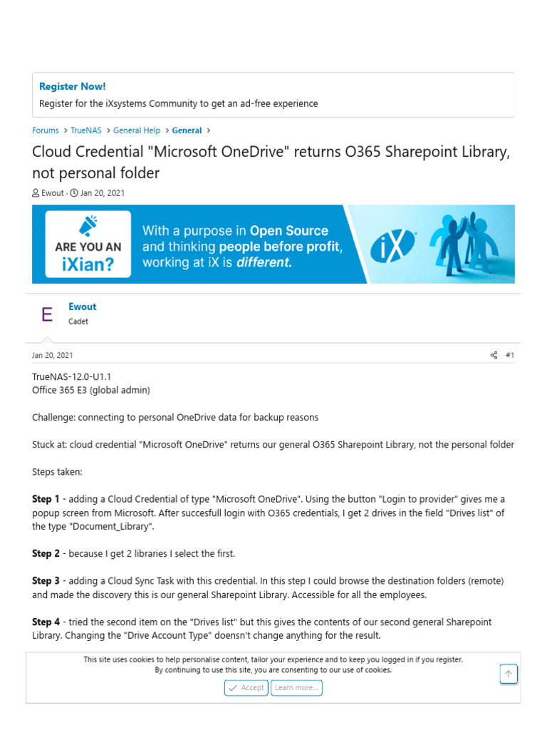 Imp-Cloud Credential - Microsoft OneDrive - Returns O365 Sharepoint Library, Not Personal Folder ...