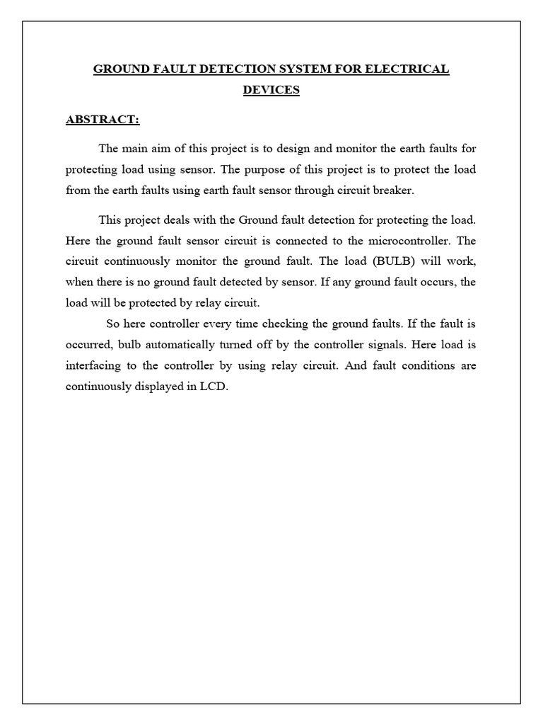 Ground Fault Detection System Design | PDF | Computers | Technology ...