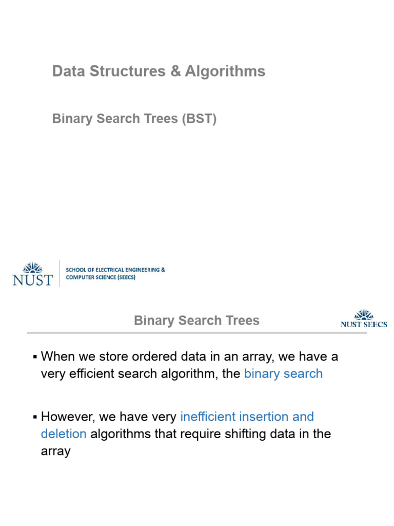 Lecture 9 Binary Search Trees Pdf Algorithms And Data Structures 7939