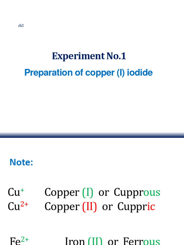 Exp 1 (Prep - of CuI) | PDF | Copper | Chemical Elements