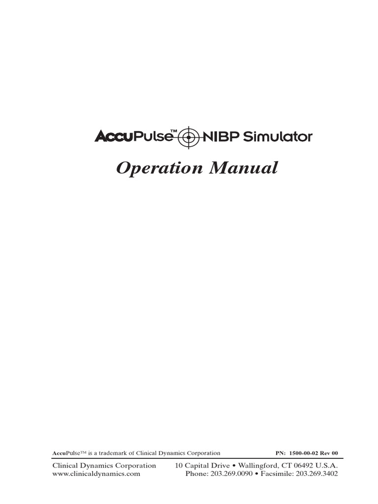 AccuPulse BenchTop Manual | PDF | Blood Pressure